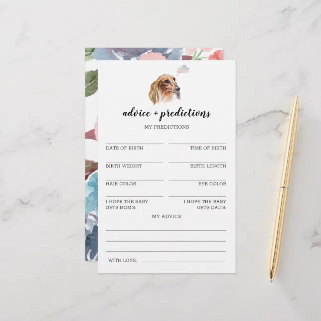 Advice and predictions Dachshund Baby Shower Game | Zazzle