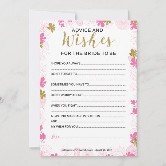 Advice and Wishes for the Bride | Pink Floral | Zazzle.com
