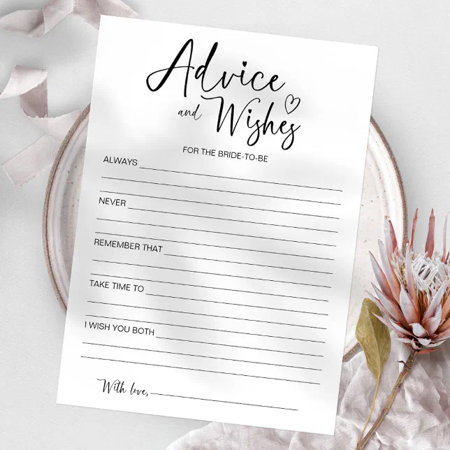 Advice and Wishes For The Bride-to-be Card | Zazzle