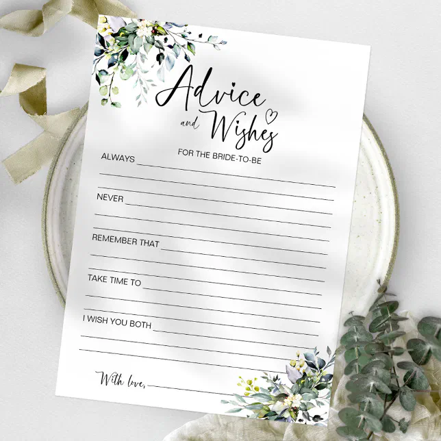 Advice and Wishes For The Bride-to-be Card | Zazzle