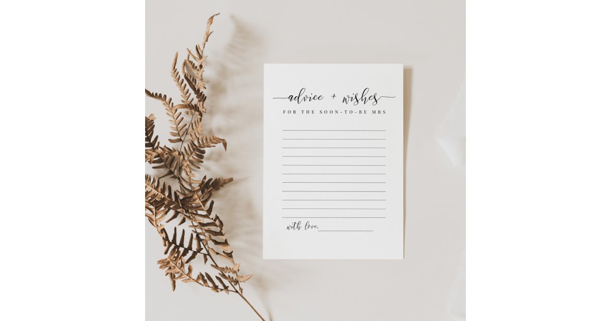 Advice and Wishes For The Soon To Be Bride Card | Zazzle