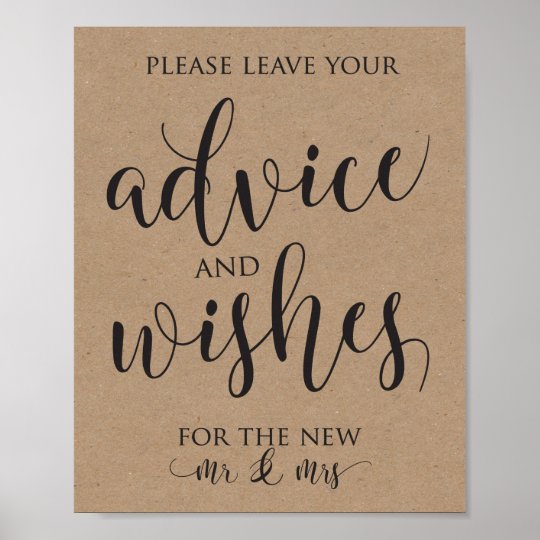 Advice and Wishes Wedding Decor Sign | Zazzle.com
