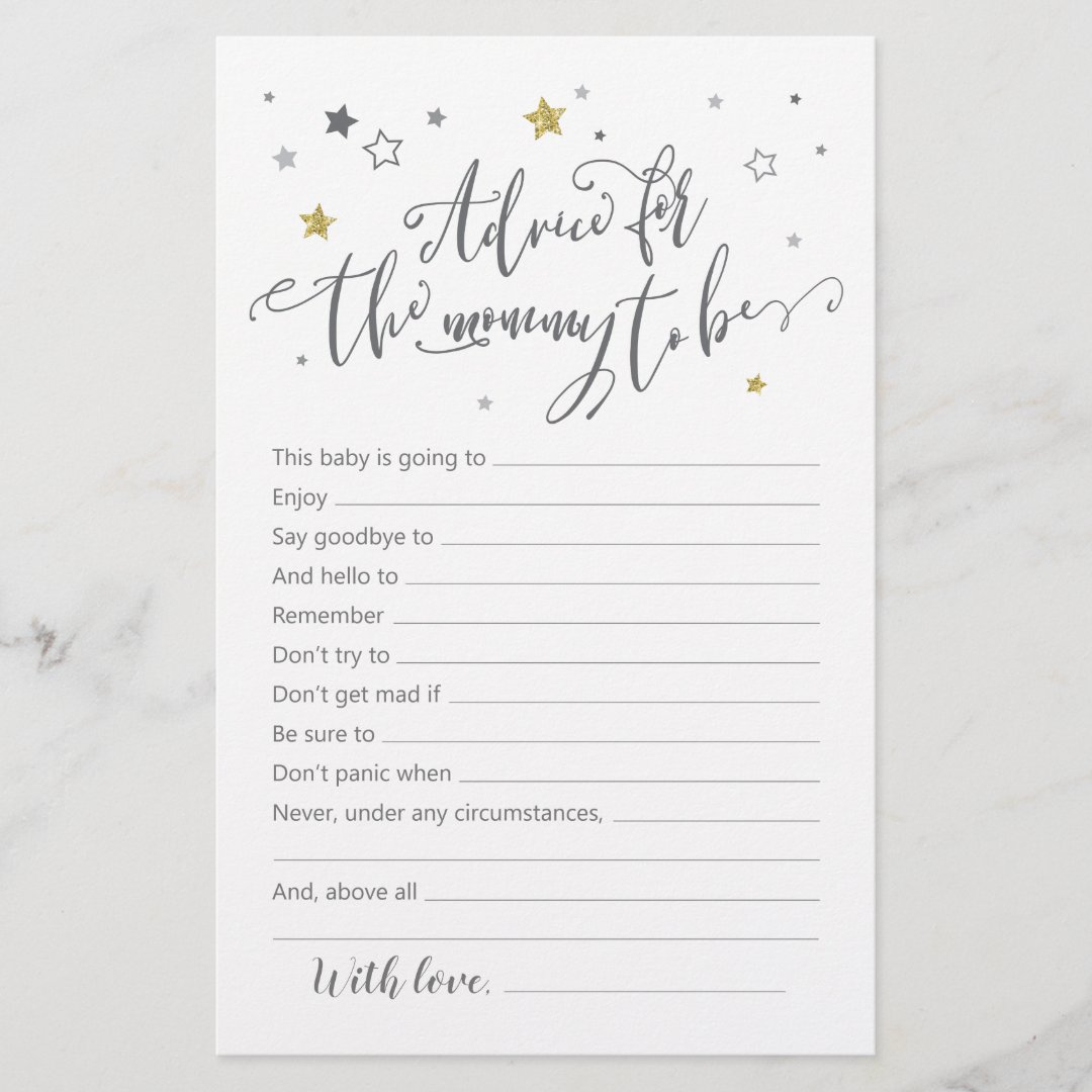 Advice for mommy gender neutral baby shower card | Zazzle