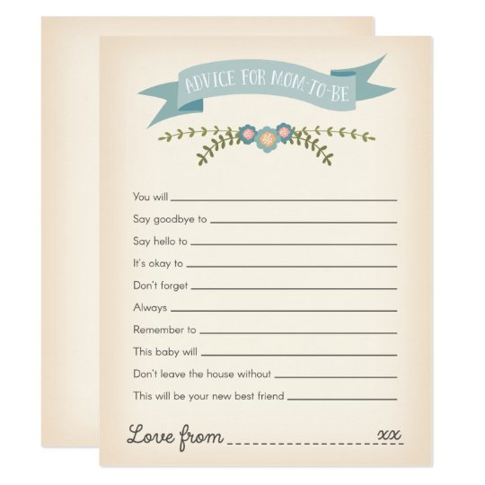 Advice for mommy-to-be Baby Shower Game Card | Zazzle.com