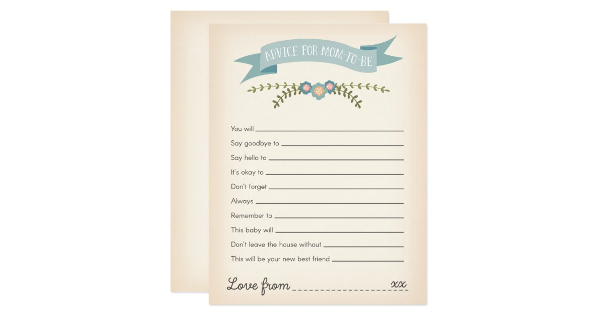 Advice for mommy-to-be Baby Shower Game Card | Zazzle.com
