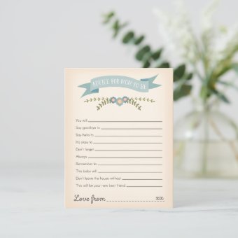 Advice for mommy-to-be Baby Shower Game Card | Zazzle