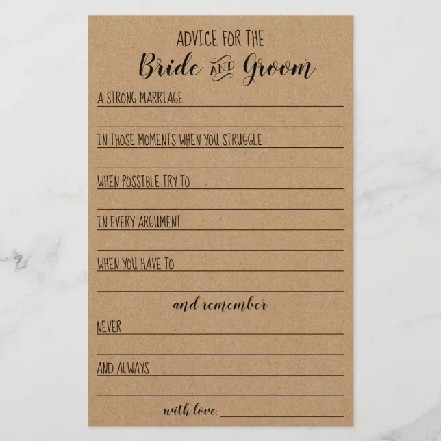 Advice for the Bride and Groom Card Flyer | Zazzle