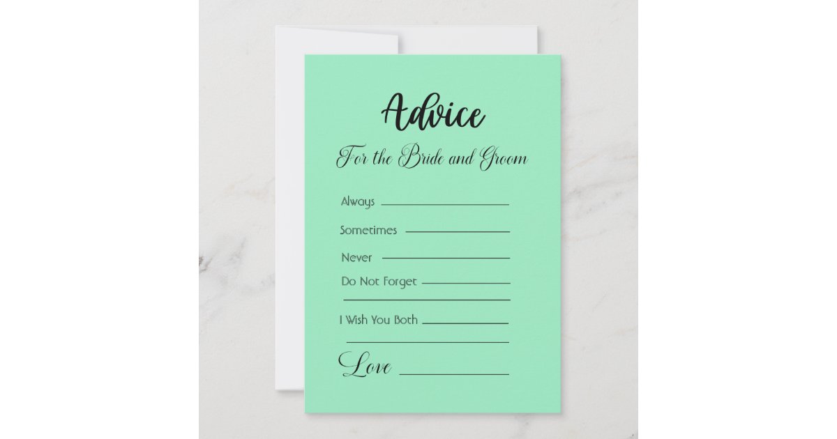 Advice For The Bride and Groom Mint Green Invitation | Zazzle