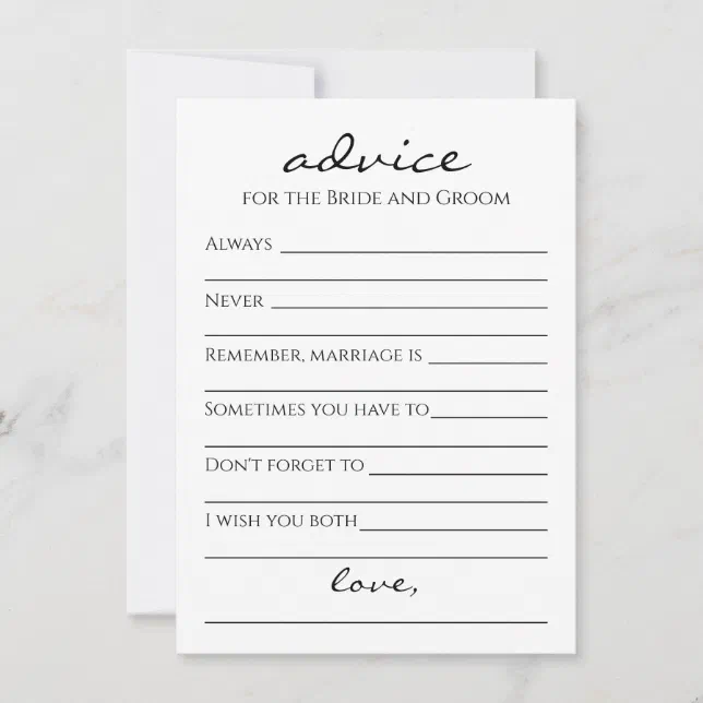 Advice for the Bride & Groom card | Zazzle