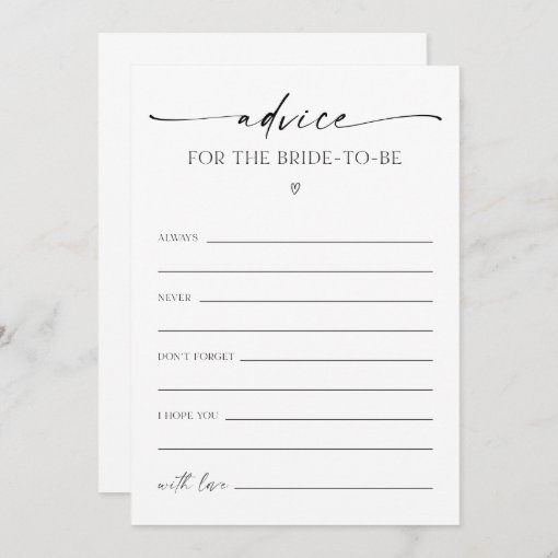 Advice For The Bride-To-Be Bridal Shower Game Program | Zazzle