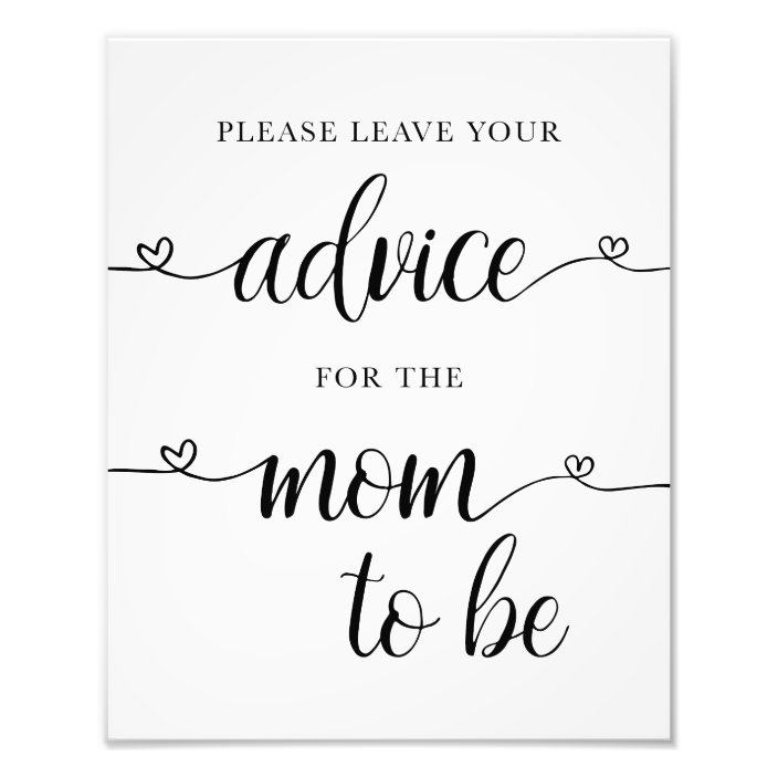 Advice for the Mom to Be Baby Shower Sign Card | Zazzle