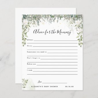 Advice for the Mommy | Baby Shower Game | Zazzle