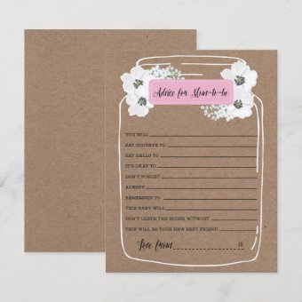 Advice for the Mommy-to-be Baby Shower Game Card | Zazzle