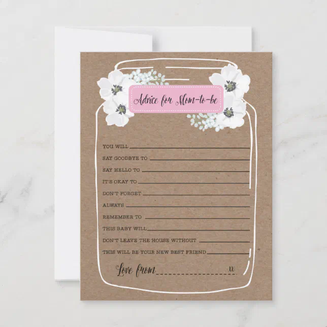 Advice for the Mommy-to-be Baby Shower Game Card | Zazzle