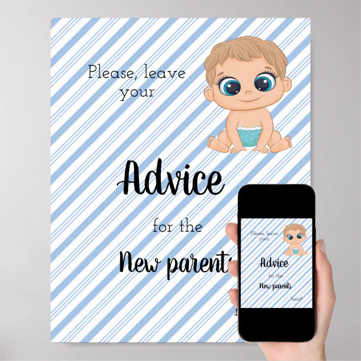 Advice for the New Parents Baby Boy Poster | Zazzle
