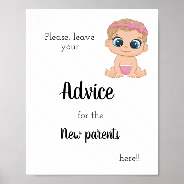 Advice for the New Parents Baby Girl Poster | Zazzle