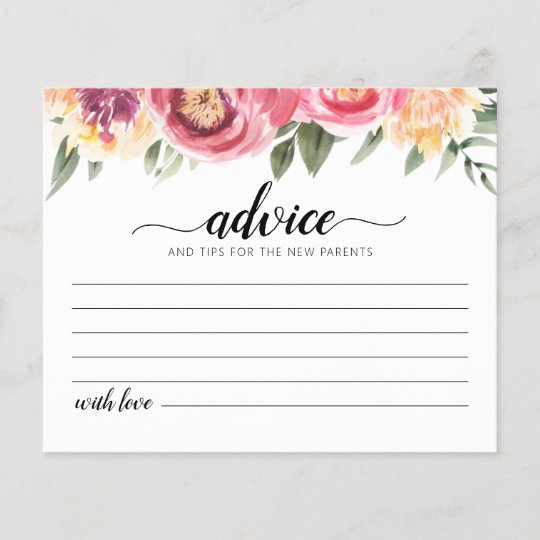 Advice for the New Parents Card Baby Shower party | Zazzle.com