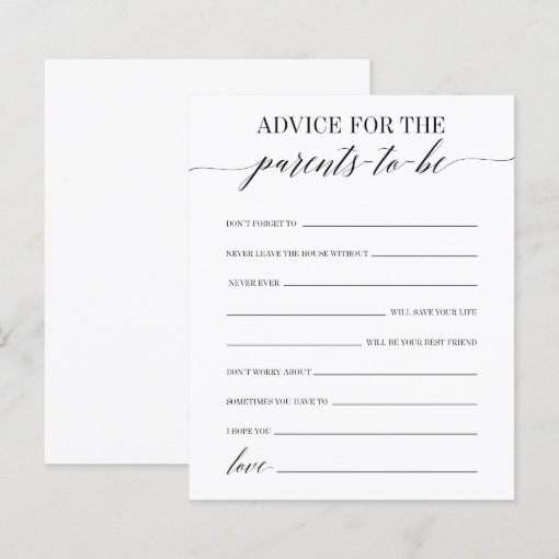 Advice For The Parents-To-Be Baby Shower Game | Zazzle