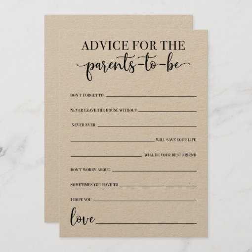 Advice For The Parents-To-Be Baby Shower Game Program | Zazzle