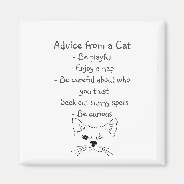 Advice from Winking Cat Fun Animal Humor Magnet | Zazzle
