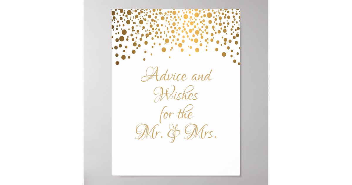 Advice - Gold Confetti Dots - White Poster | Zazzle
