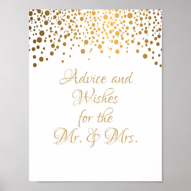 Advice - Gold Confetti Dots - White Poster | Zazzle