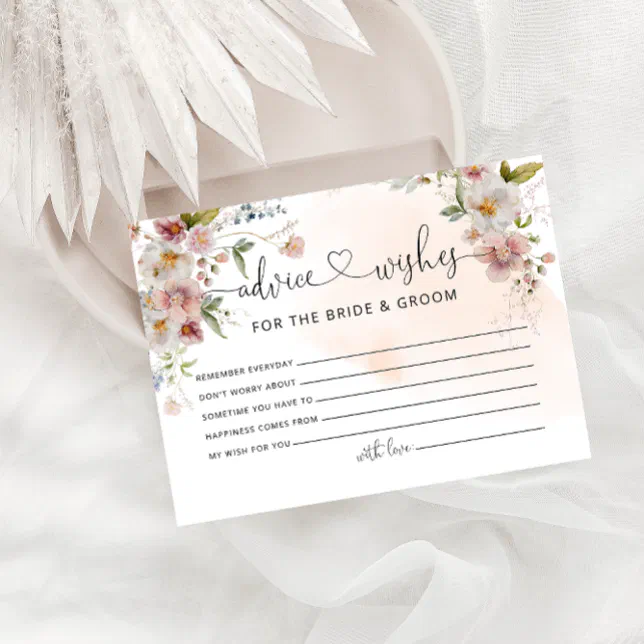 Advice & Wishes for Bride and Groom Bridal Shower Enclosure Card | Zazzle