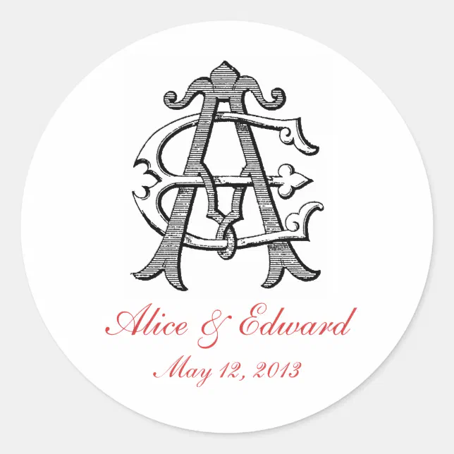 AE Vintage Monogram Wedding Sticker | Zazzle