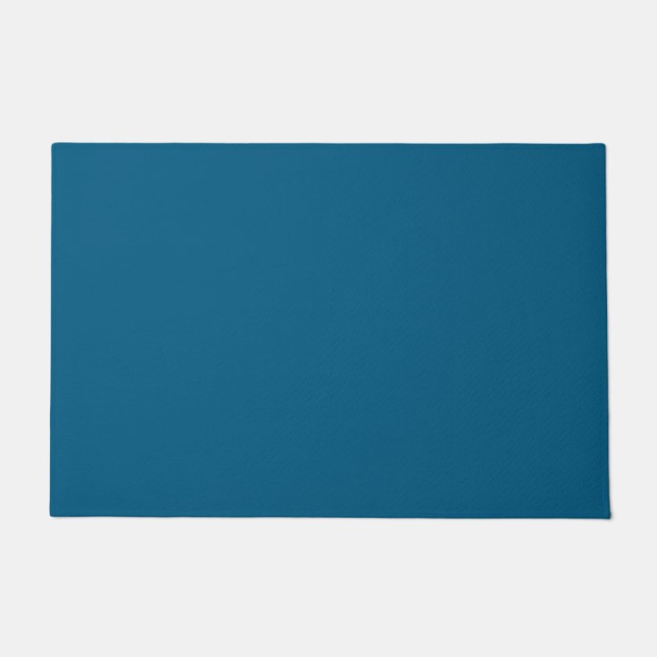 Aegean Sea Blue Solid Color Print Doormat | Zazzle