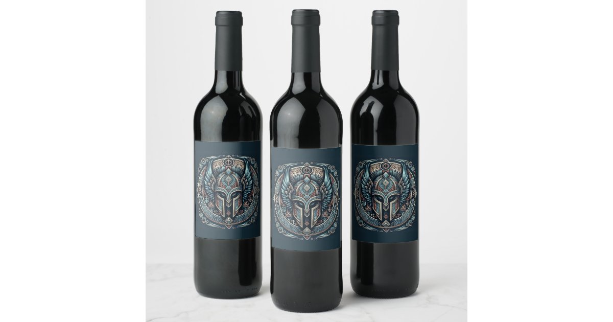 Ægishjálmr – Viking Helm of Awe Norse Protection Wine Label | Zazzle