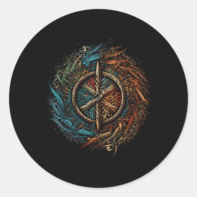 Aegishjalmur North Valhalla Norse Mythology Classic Round Sticker | Zazzle