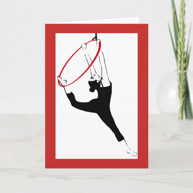 Aerial Hoop Classic Pose in Red & Black Note Card | Zazzle