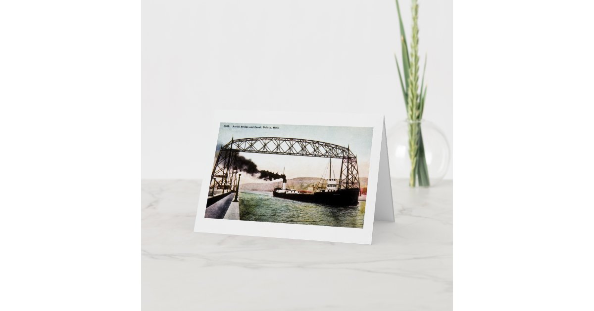 Aerial Lift Bridge and Canal, Duluth, Minn. Foil Greeting Card | Zazzle