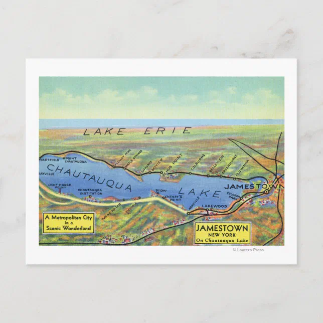 Aerial Map of Lake and Surrounding Towns Postcard | Zazzle