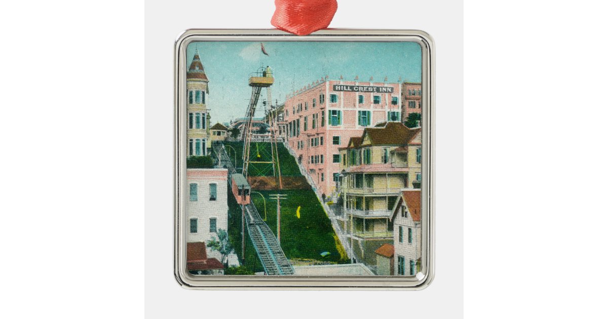 Aerial View of Angels Flight Trolley Metal Ornament | Zazzle