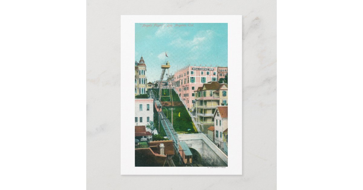Aerial View of Angels Flight Trolley Postcard | Zazzle