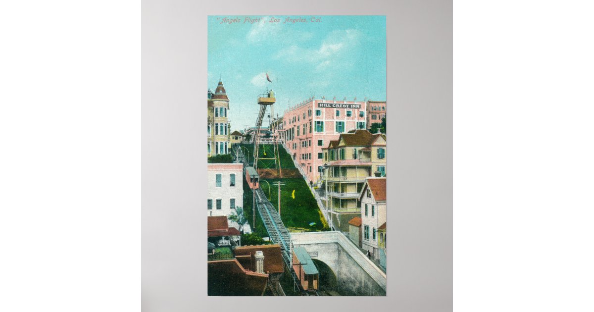 Aerial View of Angels Flight Trolley Poster | Zazzle