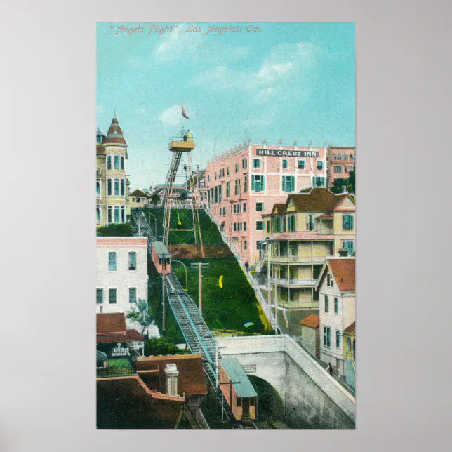 Aerial View of Angels Flight Trolley Poster | Zazzle