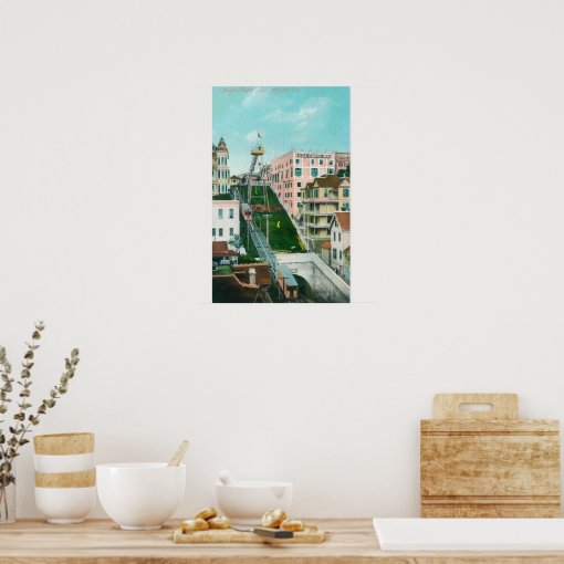 Aerial View of Angels Flight Trolley Poster | Zazzle