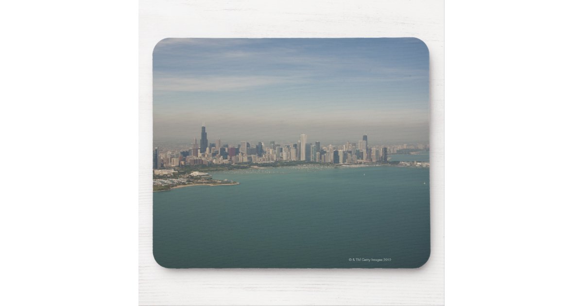 aerial view of Chicago from lake Michigan Mouse Pad | Zazzle