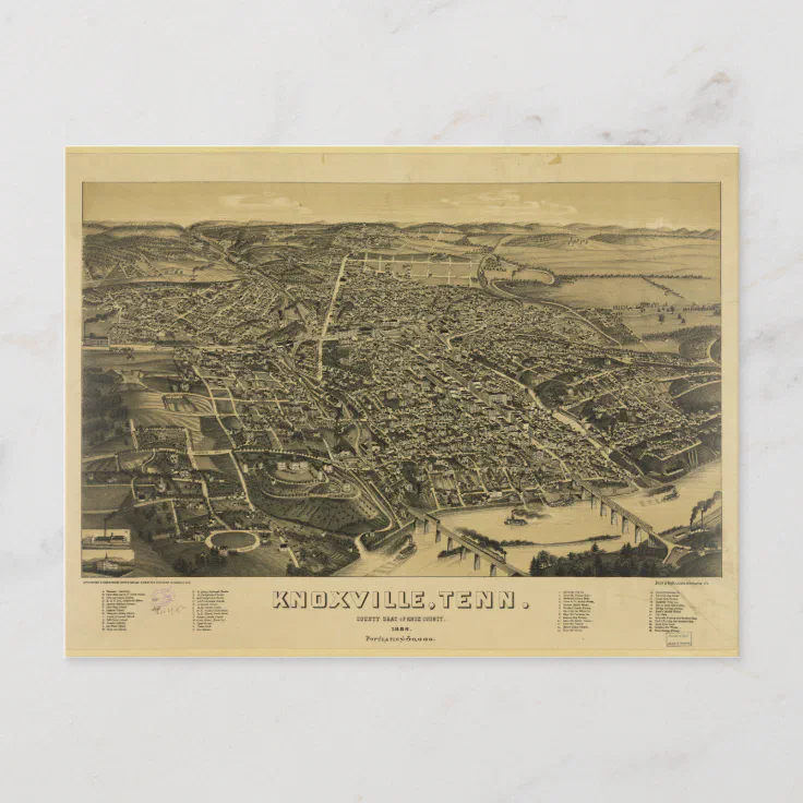 Aerial View Of Knoxville Tennessee from 1886 Postcard | Zazzle