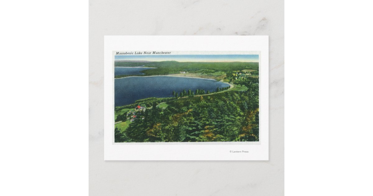 Aerial View of Massabesic Lake near City Postcard | Zazzle