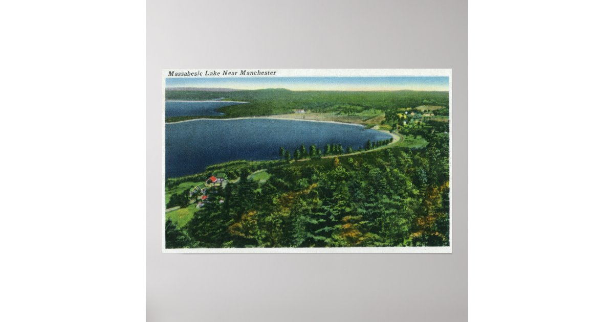 Aerial View of Massabesic Lake near City Poster | Zazzle