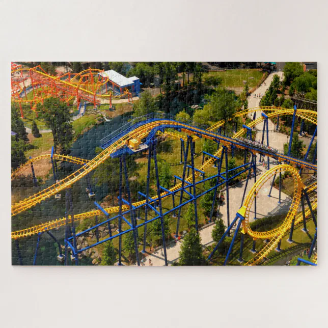 Aerial view of Roller Coasters Jigsaw Puzzle | Zazzle