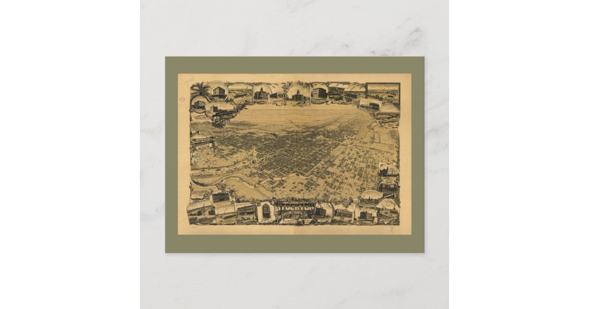 Aerial View of Stockton, California (1895) Postcard | Zazzle