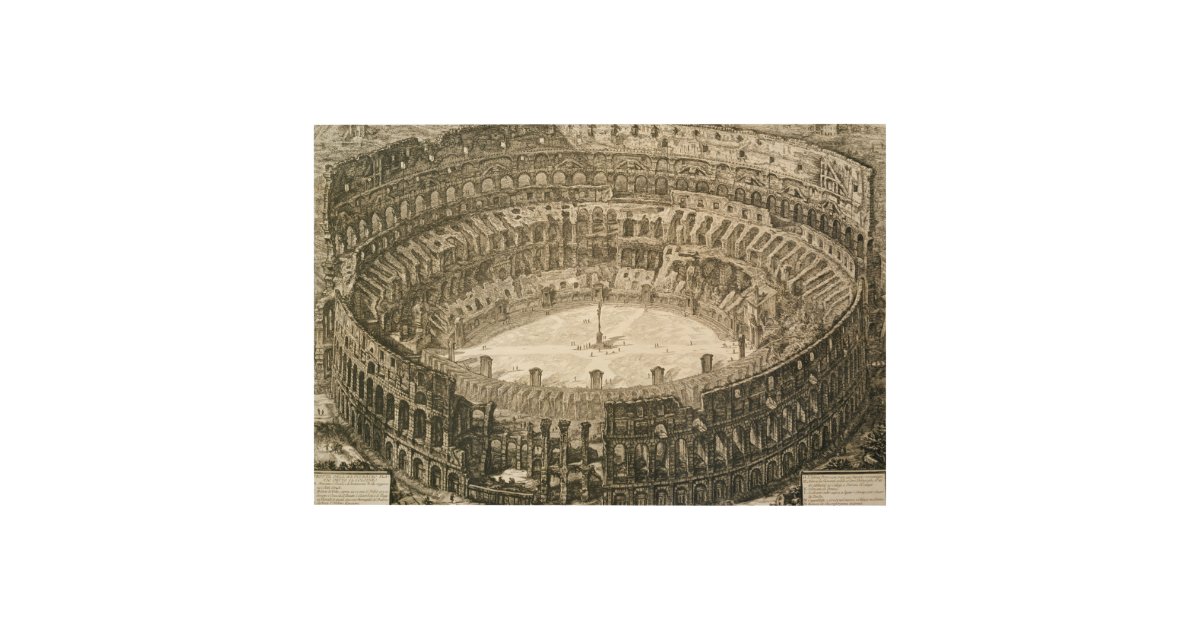Aerial view of the Colosseum in Rome from 'Views o Wood Wall Art | Zazzle