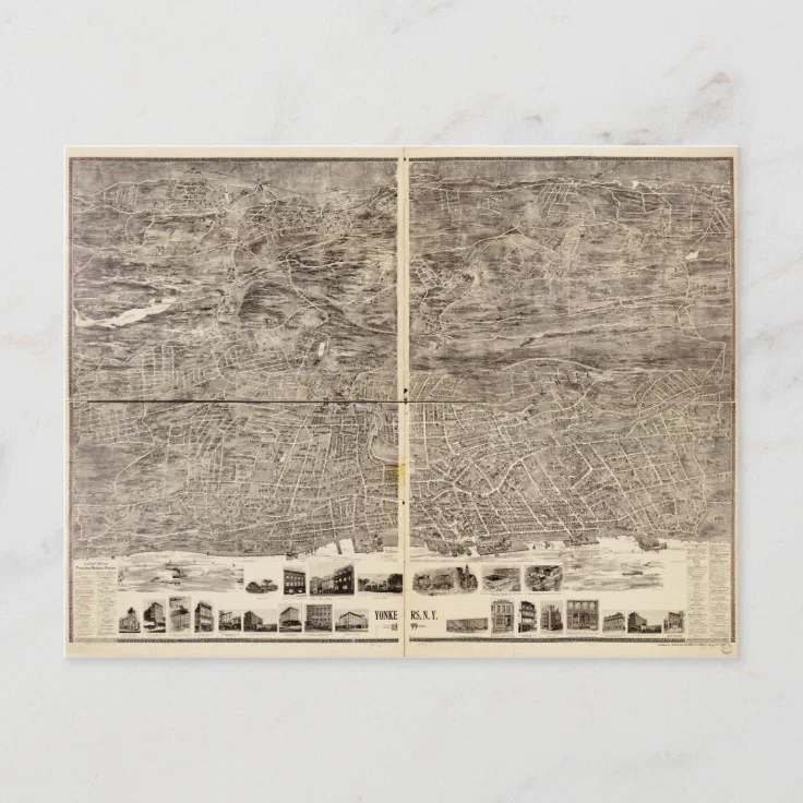 Aerial View of Yonkers, New York (1899) Postcard | Zazzle