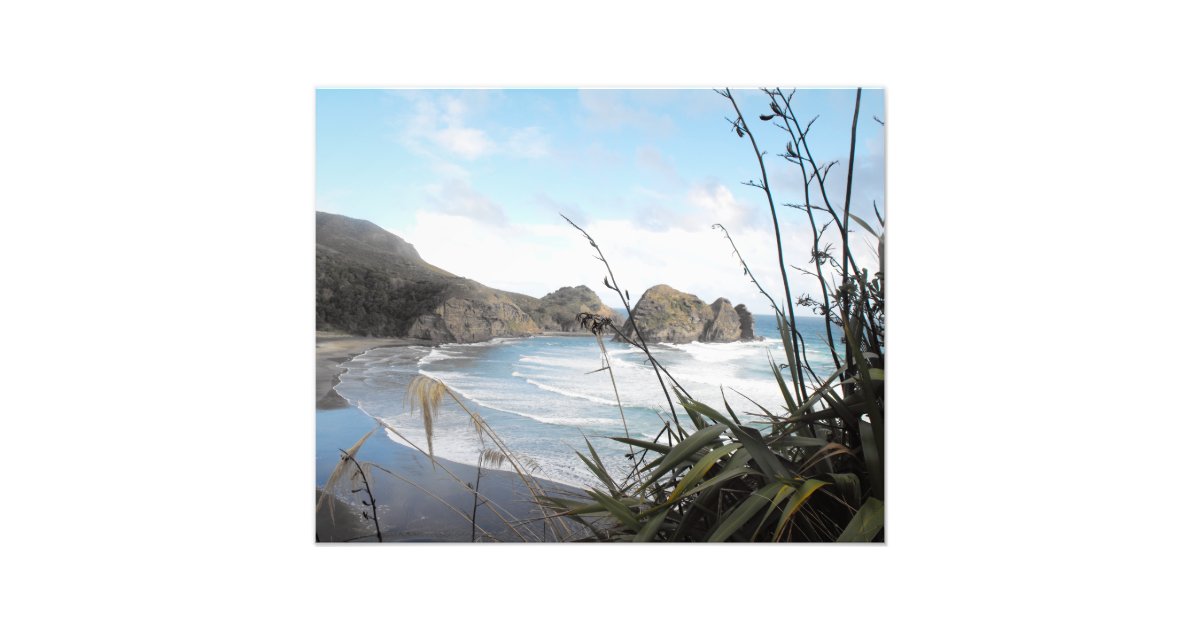 Aerial View to South Piha Beach New Zealand Photo Print | Zazzle