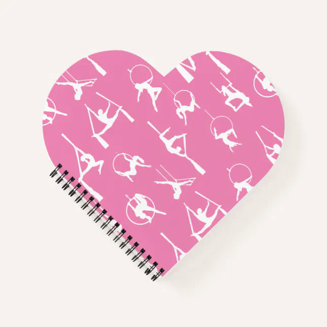 Aerialist Aerial Silks Lyra silhouettes pink Notebook | Zazzle