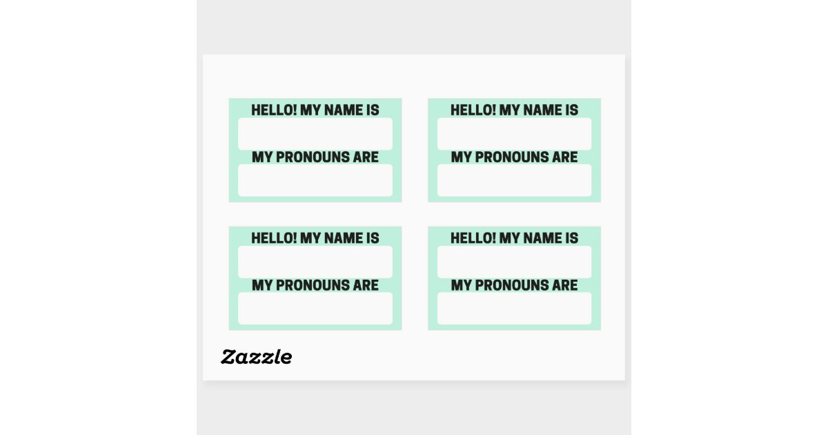 Aero Blue Name & Pronoun Labels | Zazzle